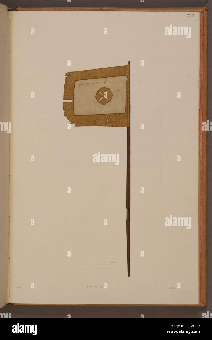 Department in gouache depicting field signs taken as a trophy of the ...