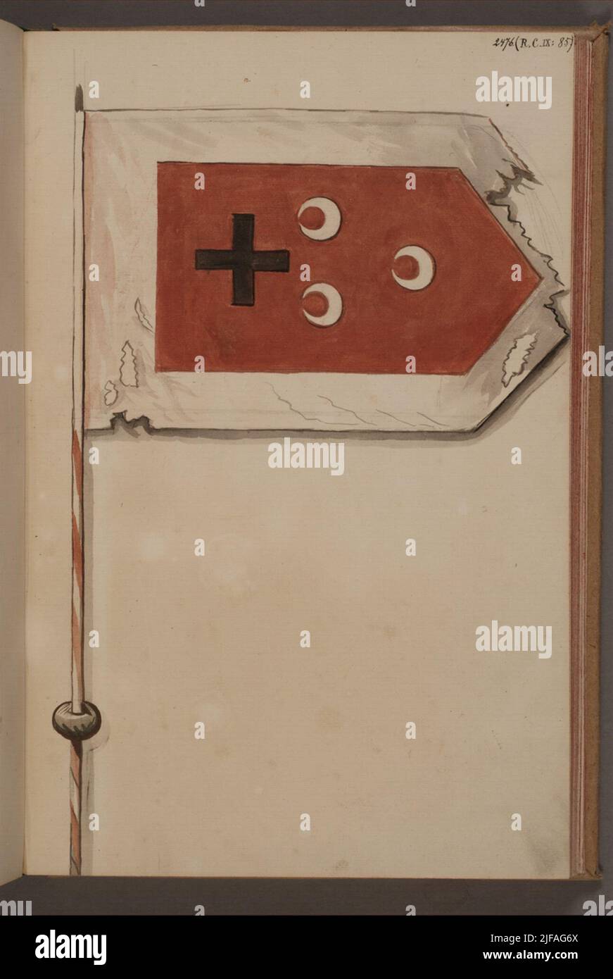 Department in gouache depicting field signs taken as a trophy of the ...