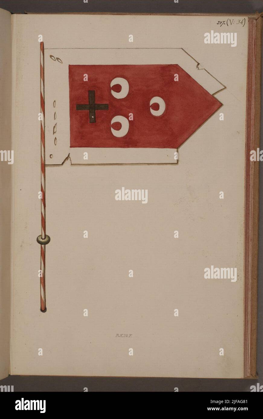 Department in gouache depicting field signs taken as a trophy of the ...