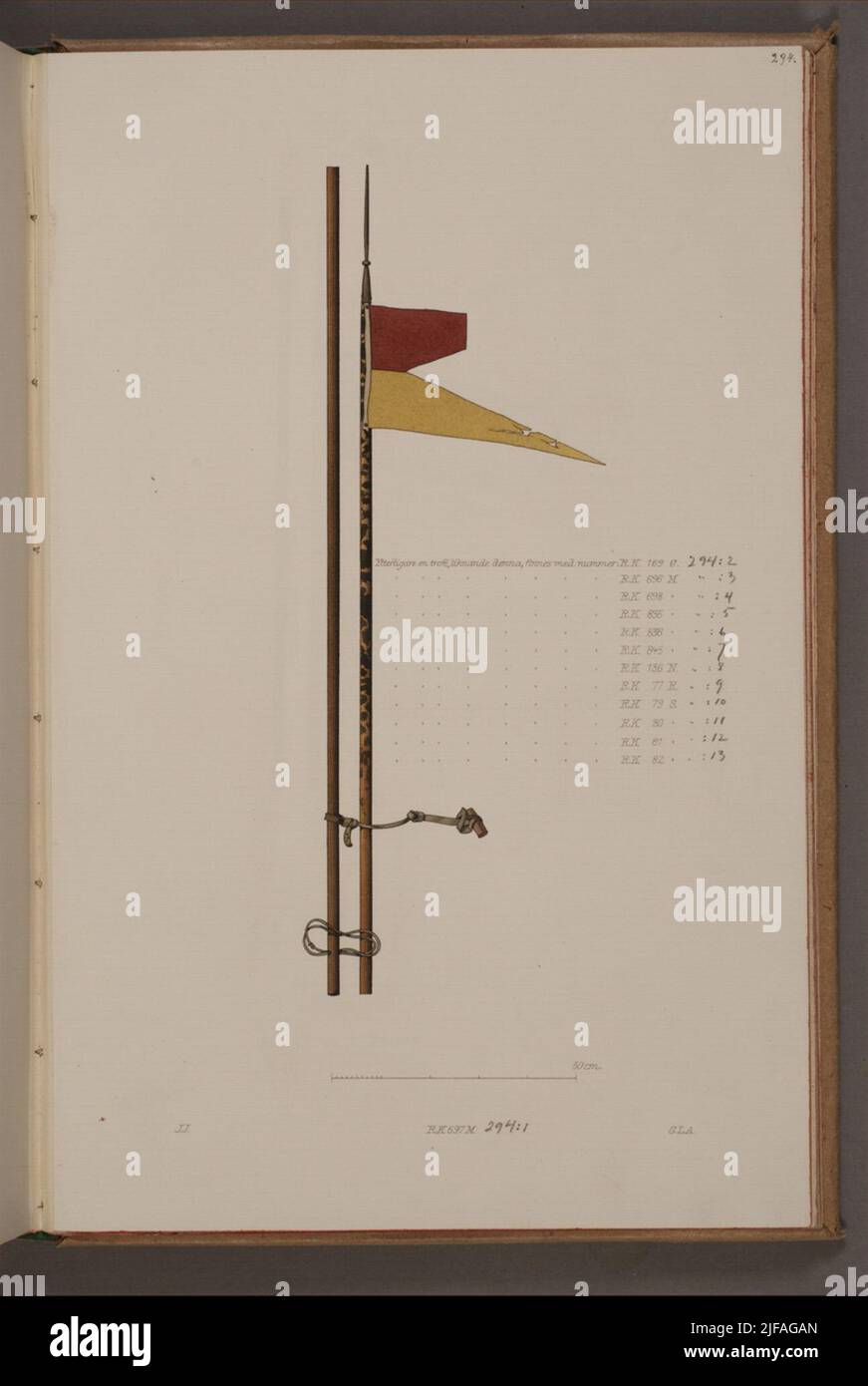 Department in gouache depicting field signs taken as a trophy of the ...