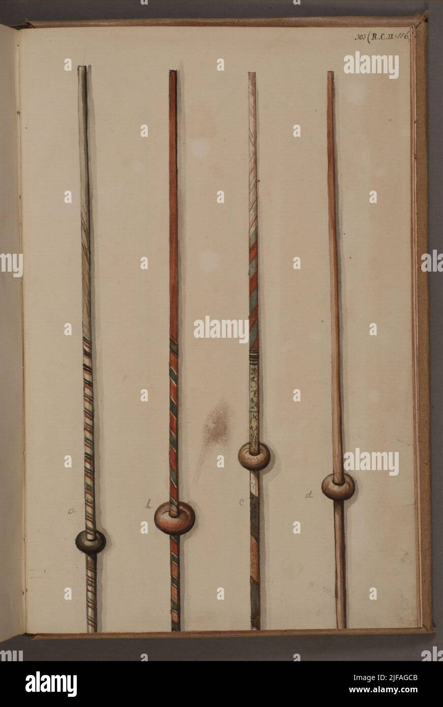 Department in gouache depicting fan bars taken as trophies of the ...