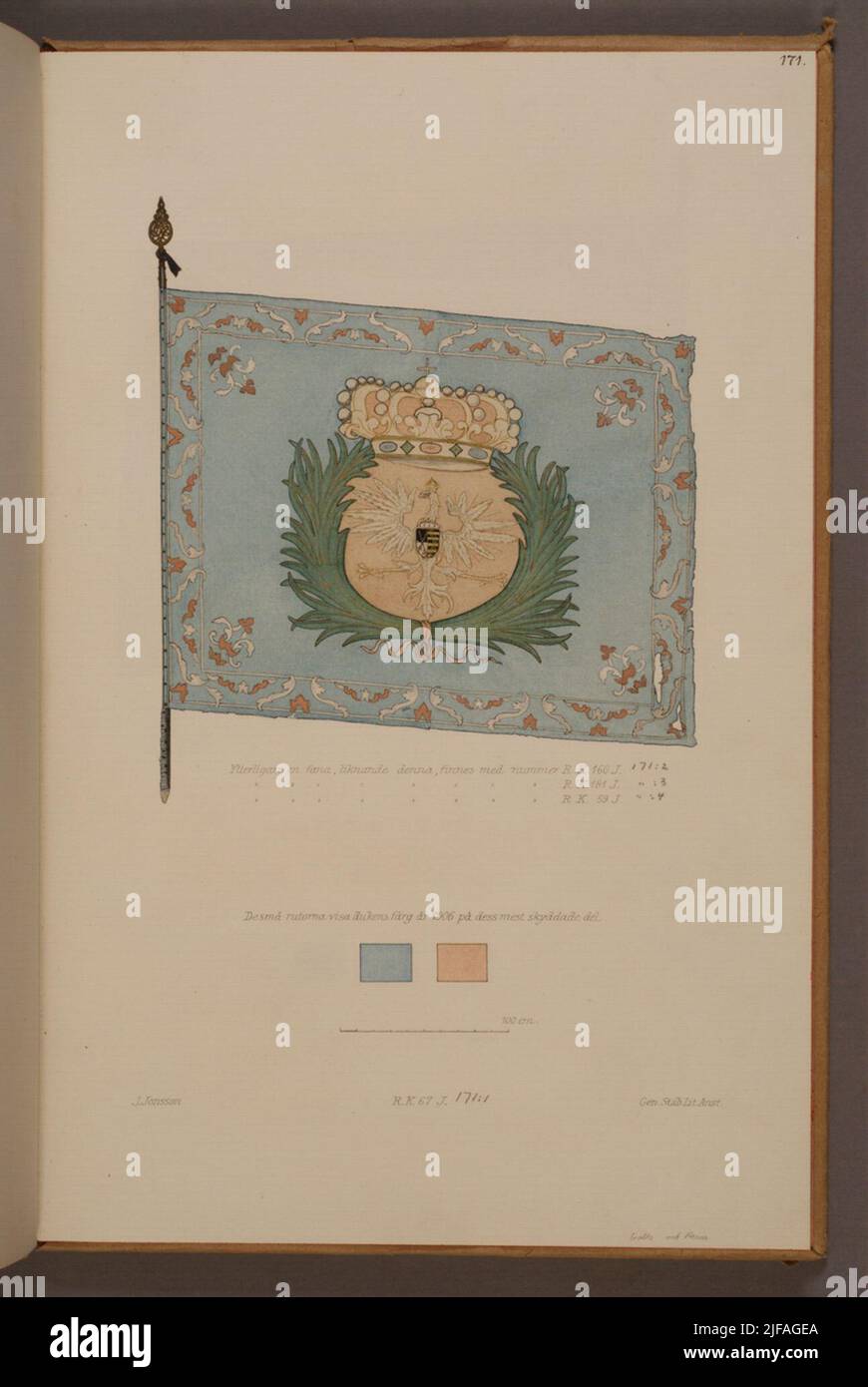 Department in gouache depicting field signs taken as a trophy of the ...