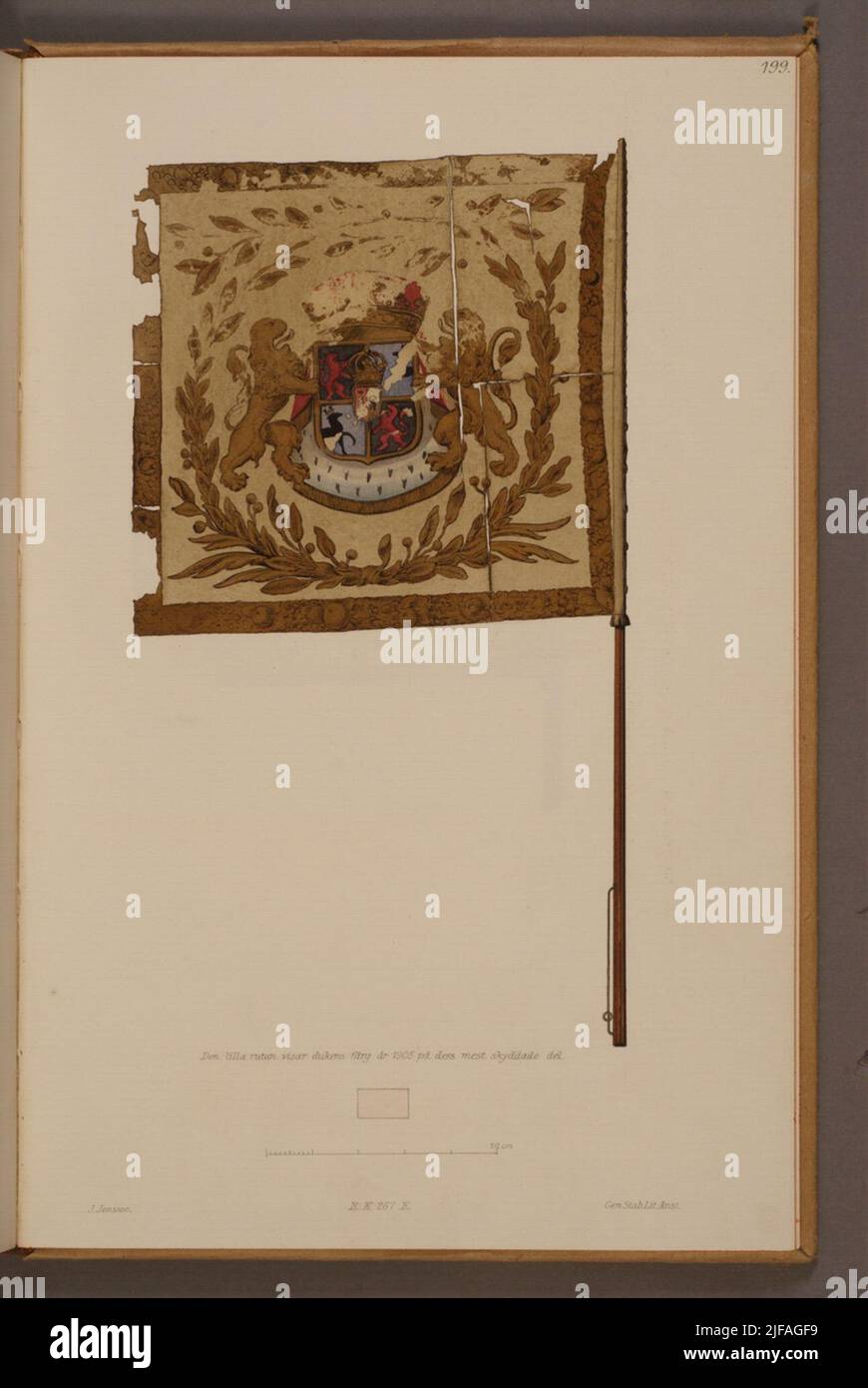 Department in gouache depicting field signs taken as a trophy of the ...