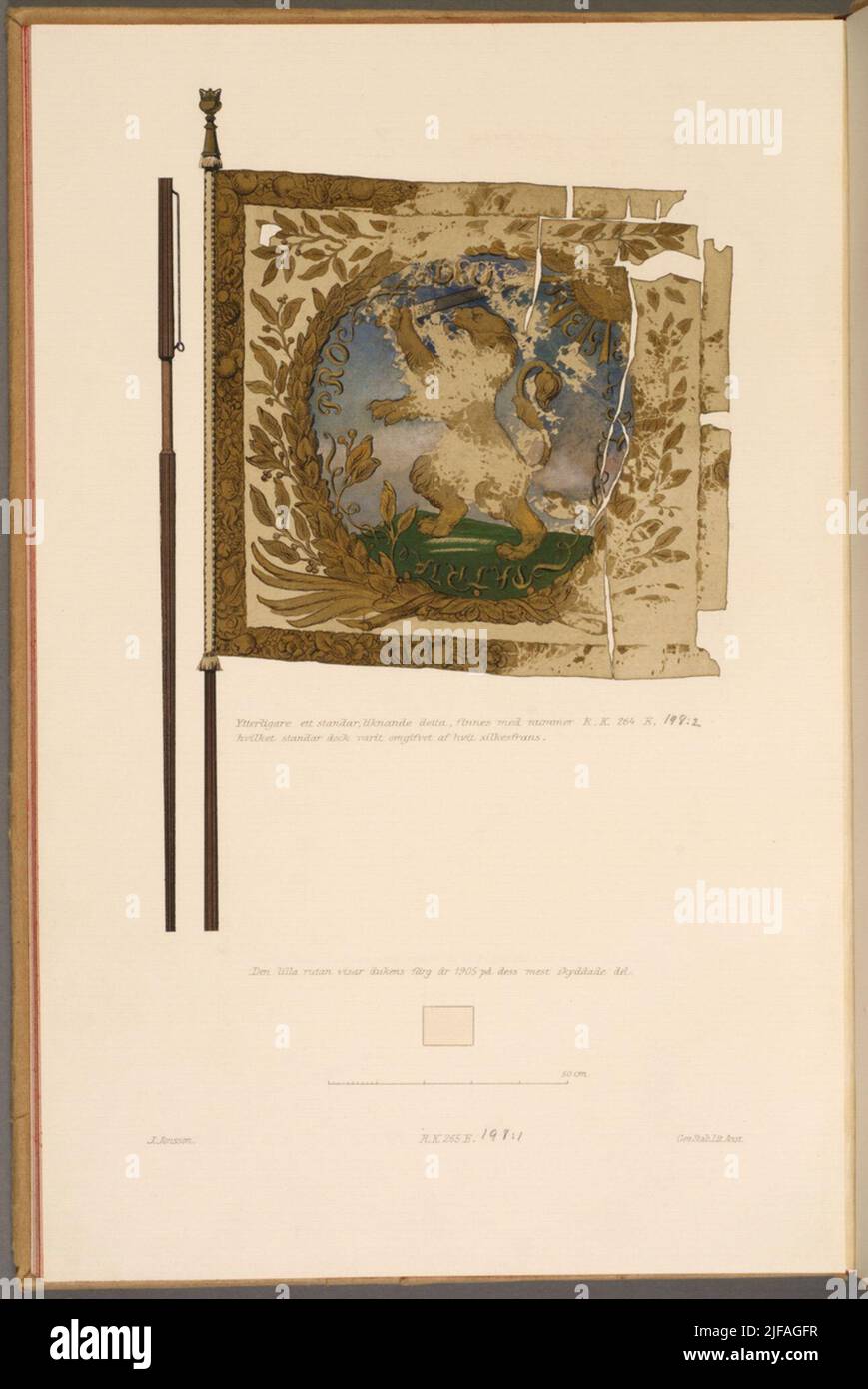 Department in gouache depicting field signs taken as a trophy of the ...