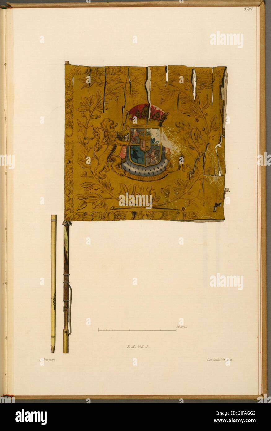 Department in gouache depicting field signs taken as a trophy of the ...