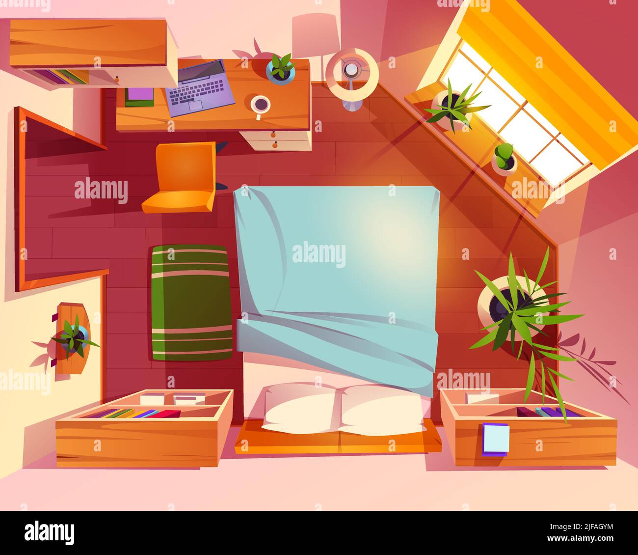Top view of the cartoon house layout Stock Vector Images - Alamy