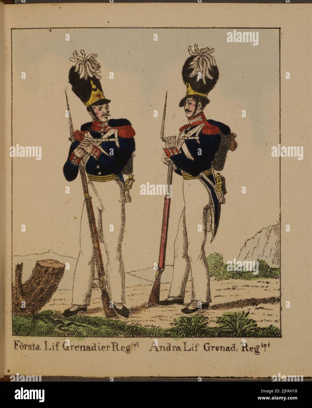 Miniature drawing with uniform for the First Life Grenadier Regiment ...