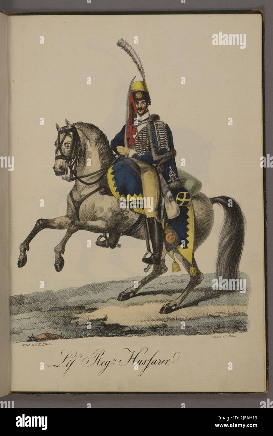 The poster with uniform for the Life Regiment's Husars. Hand -colored ...