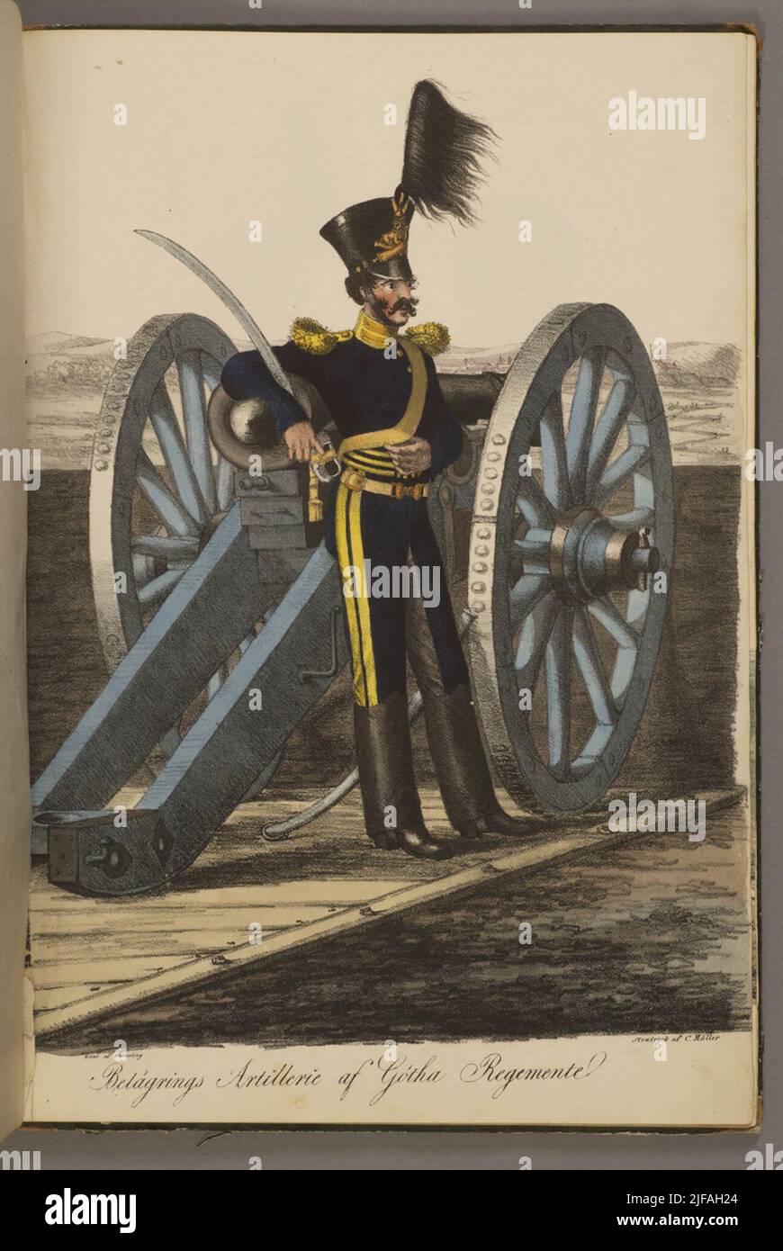 President with uniform for the Göta Artillery Regiment. Hand -colored ...