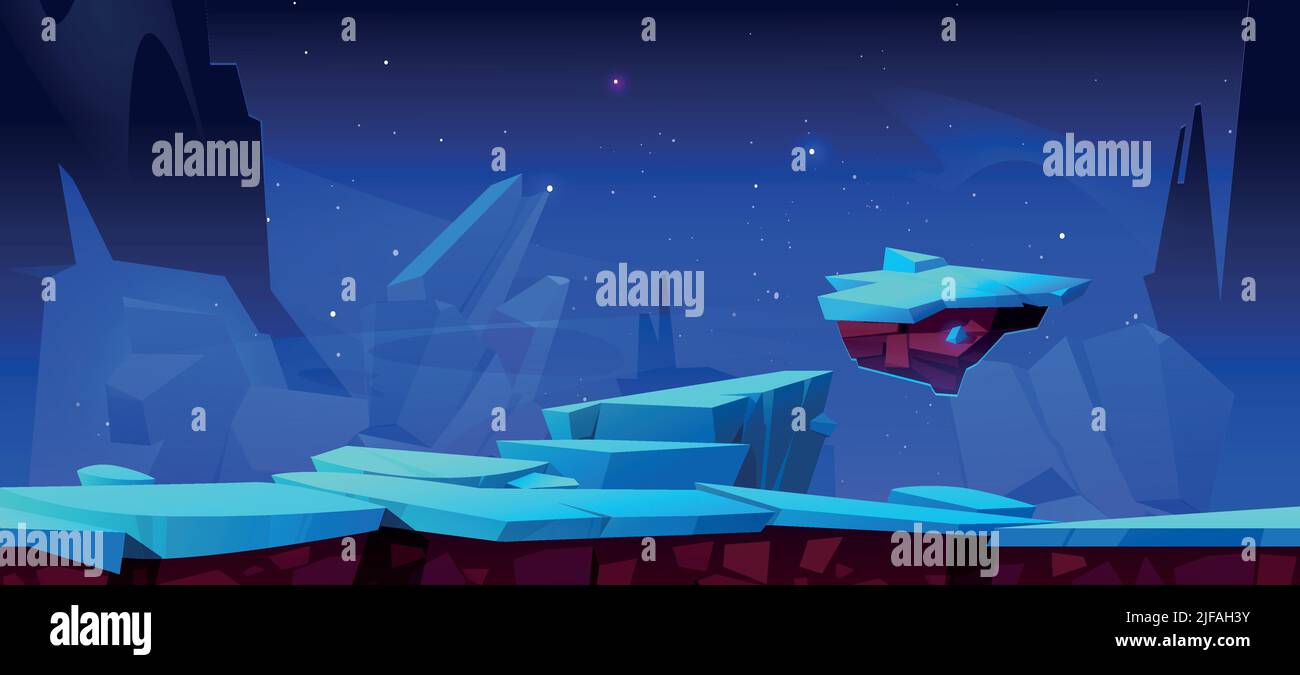 Seamless game background of alien planet landscape with ice and ...