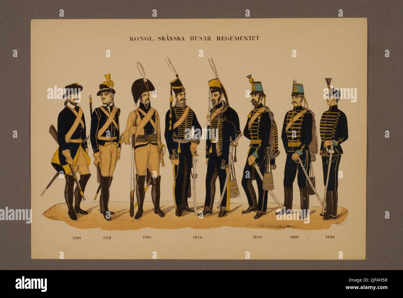 President in color pressure with uniform for the Skåne Husar Regiment ...