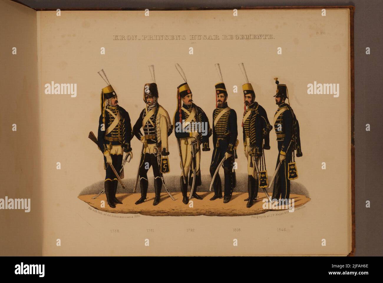 The poster with uniform for the Crown Prince's house regiment for the ...