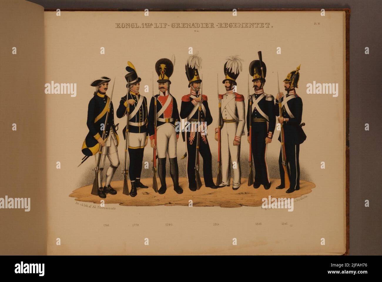 Poster with uniform for the First Life Grenadier Regiment for the years ...