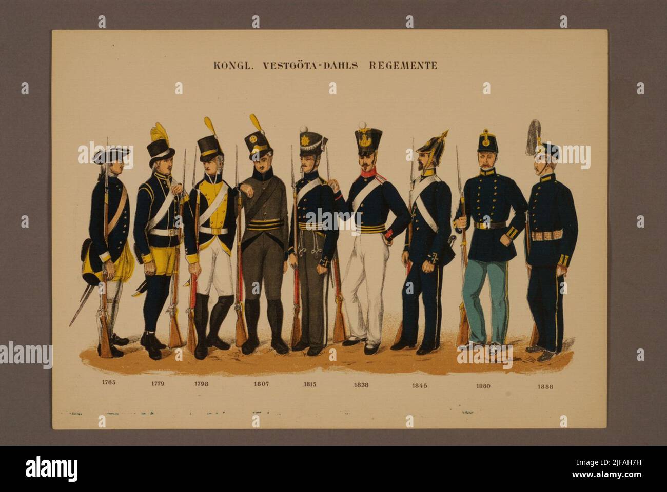 President in color pressure with uniform for Västgöta-Dals regiment for ...