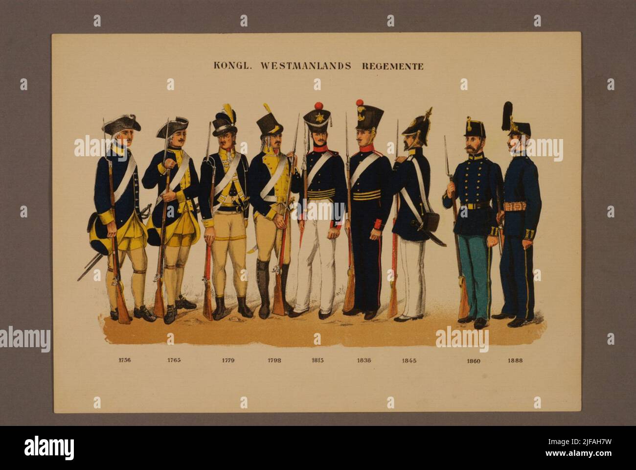 President in color pressure with uniform for Västmanland's regiment for ...