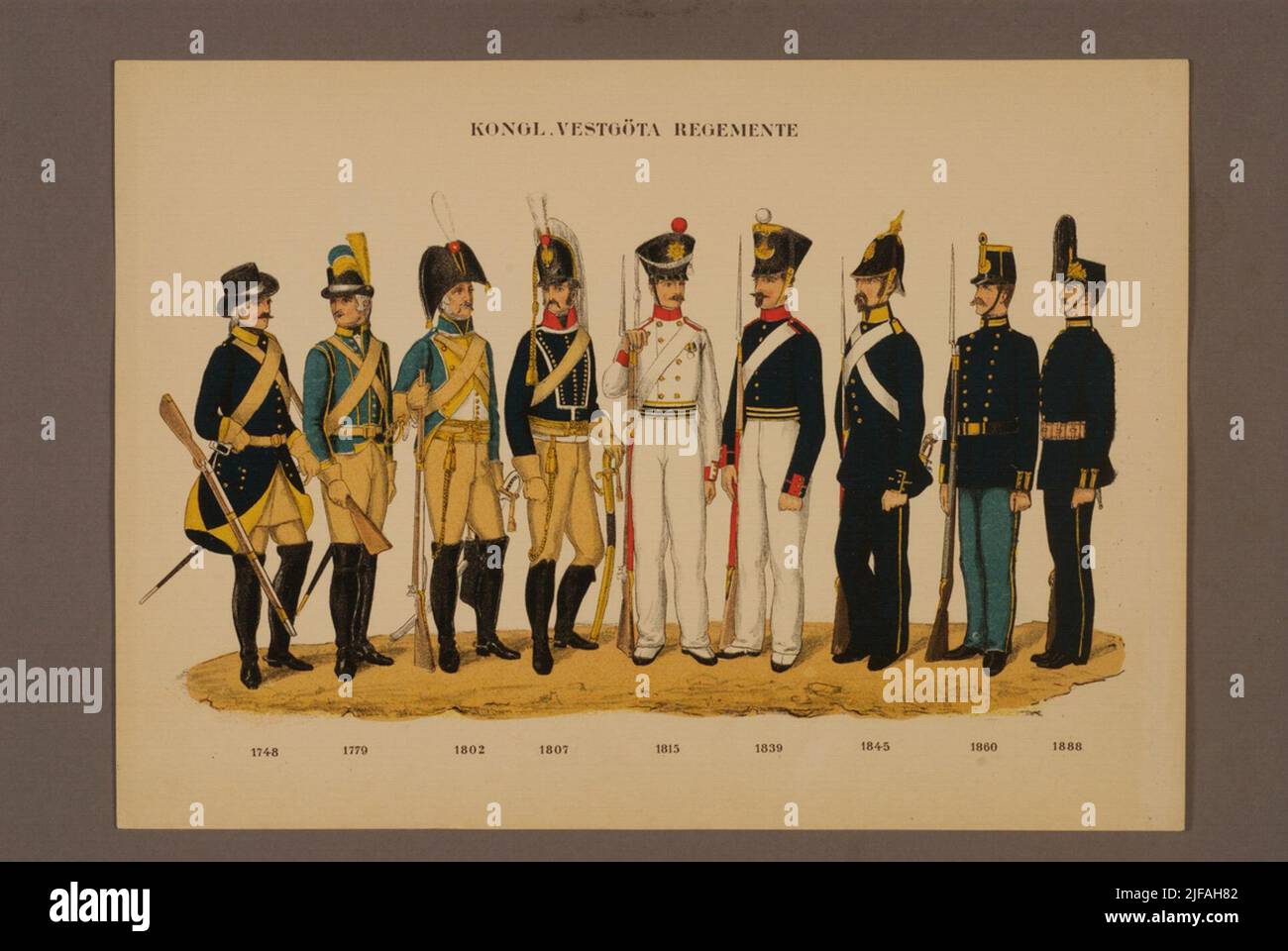 President in color pressure with uniform for Västgöta regiment for the ...