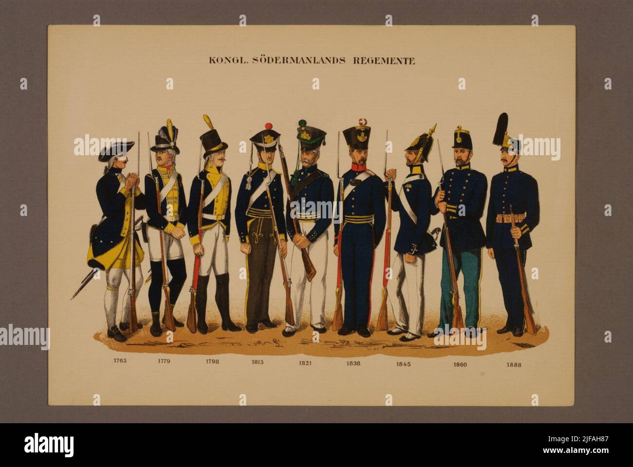 President in color pressure with uniform for Södermanland's regiment ...
