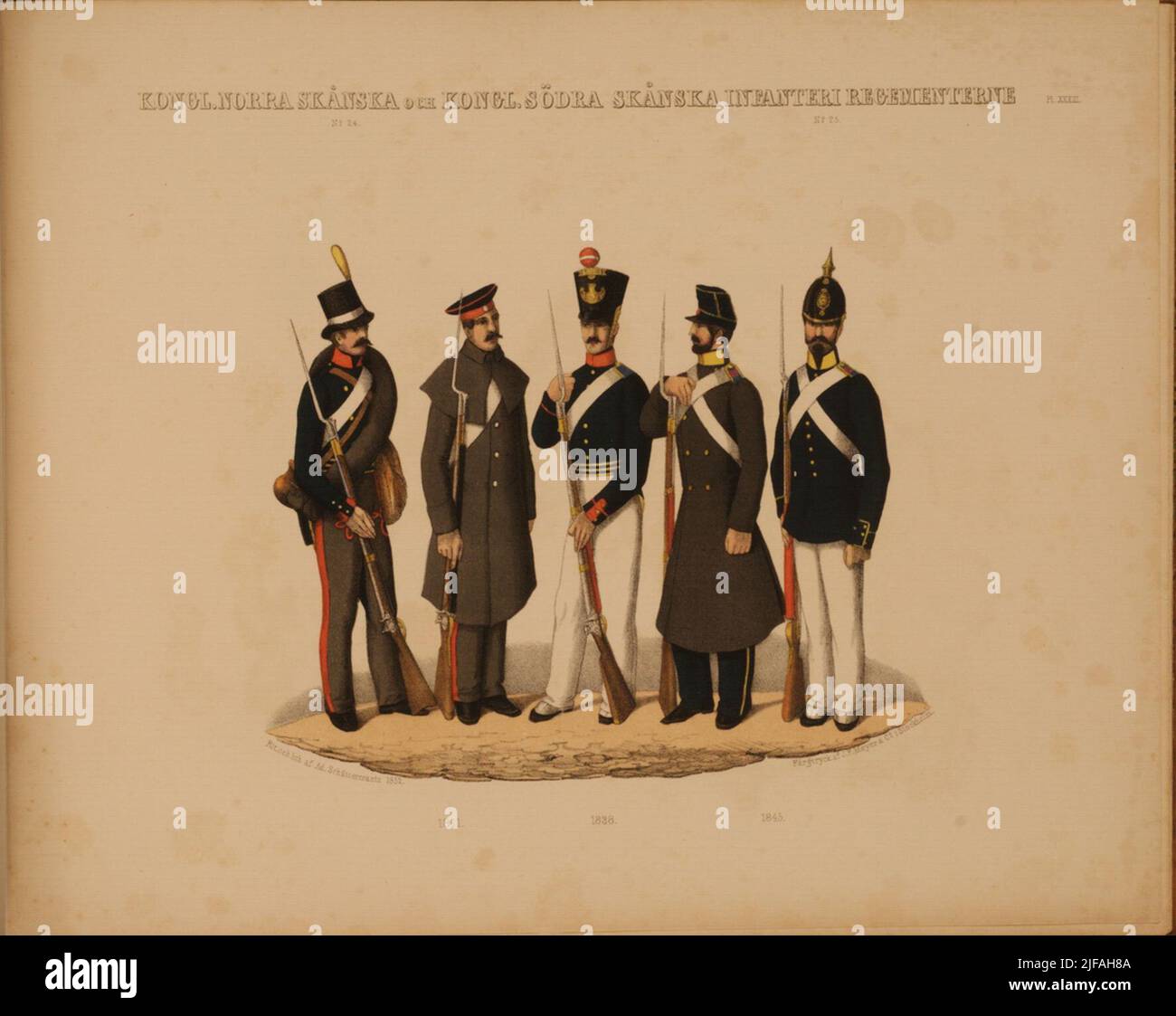 Poster with uniform for the Northern Skåne Infantry Regiment and the ...