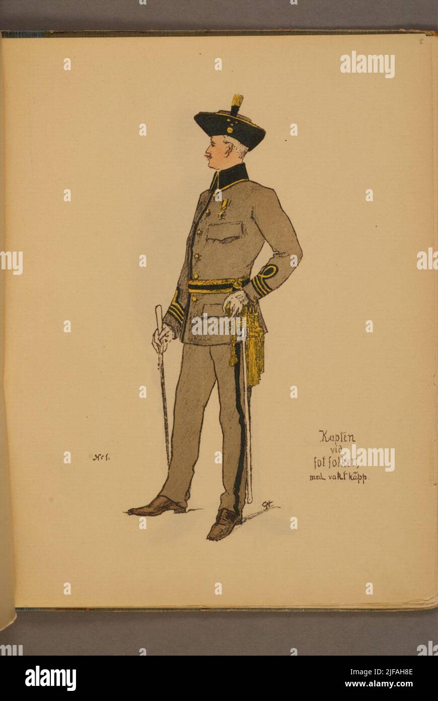 Captain of the footmen with a guard quarrel wearing uniform m/1906 ...