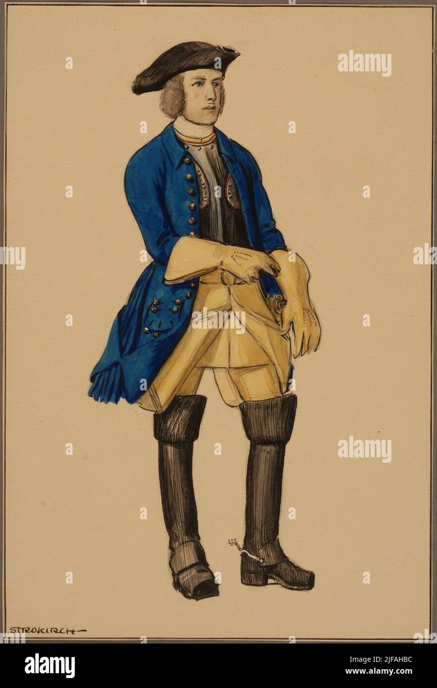 Poster with uniform for officer at Västgöta Cavalry Regiment 1700 ...