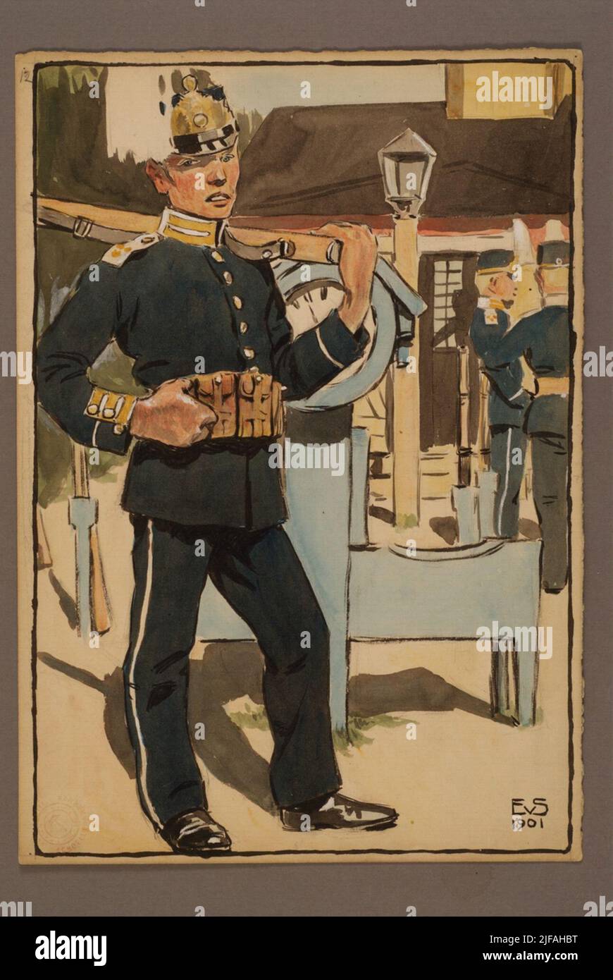 The poster with uniform for the life regiment on foot, designed by ...
