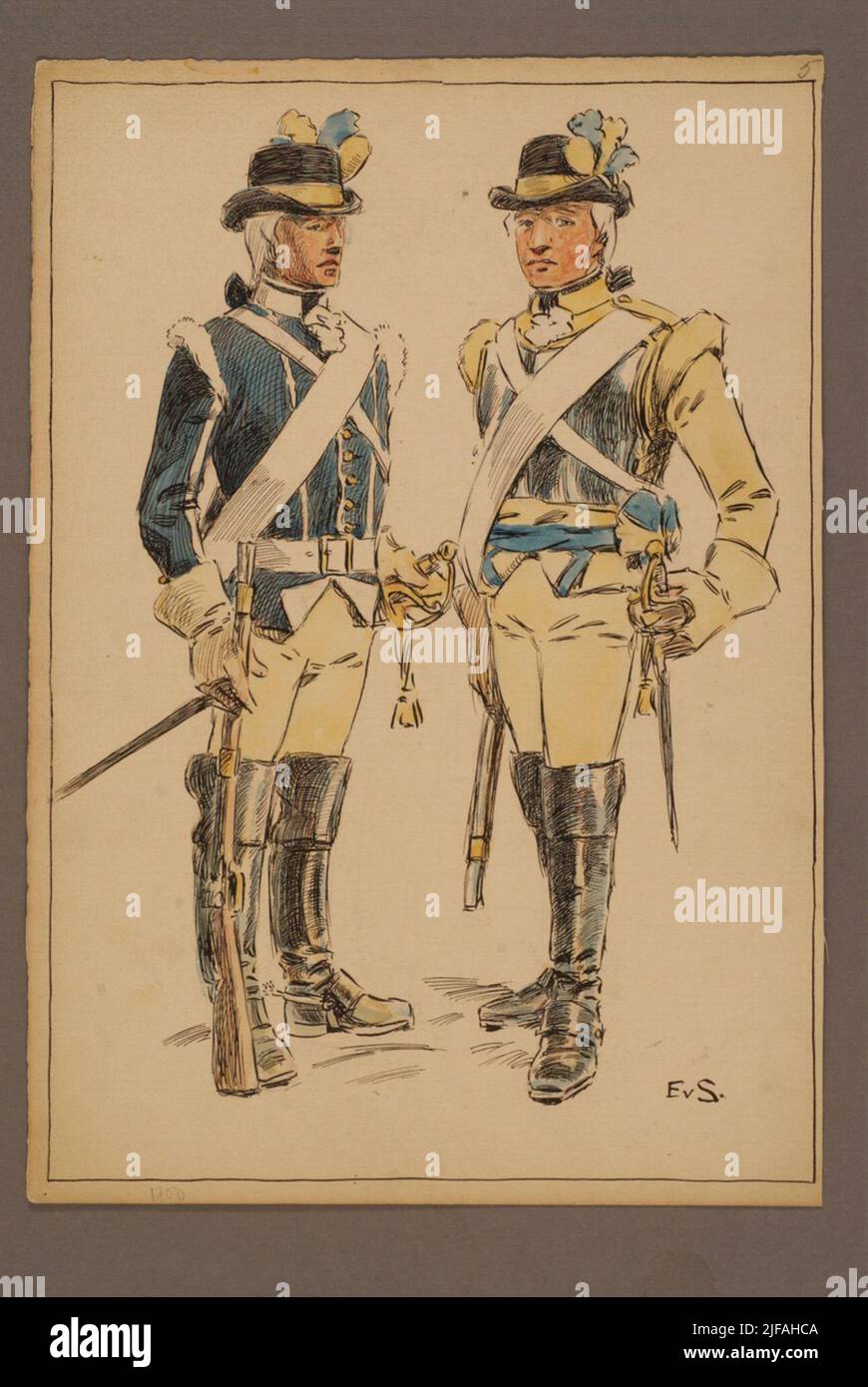 The poster with uniform for the life regiment on horseback, designed by ...