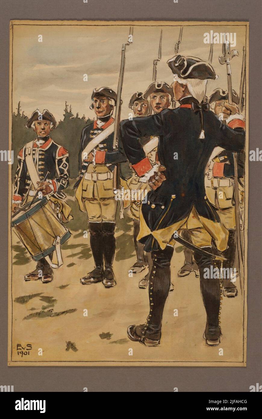Presch with uniform for Uppland's regiment, designed by Einar von ...