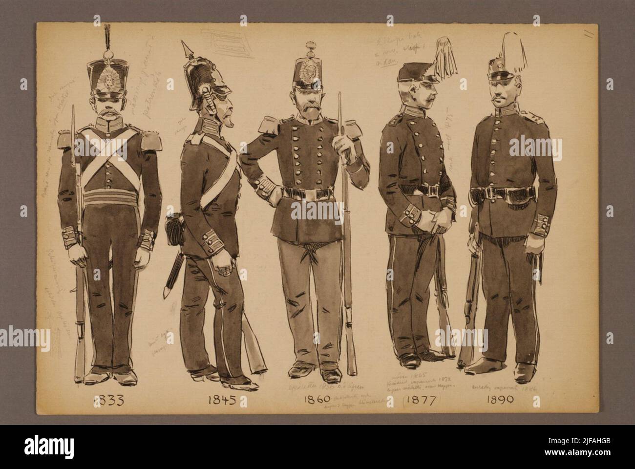 The poster with uniform for the life regiment to foot for the years ...