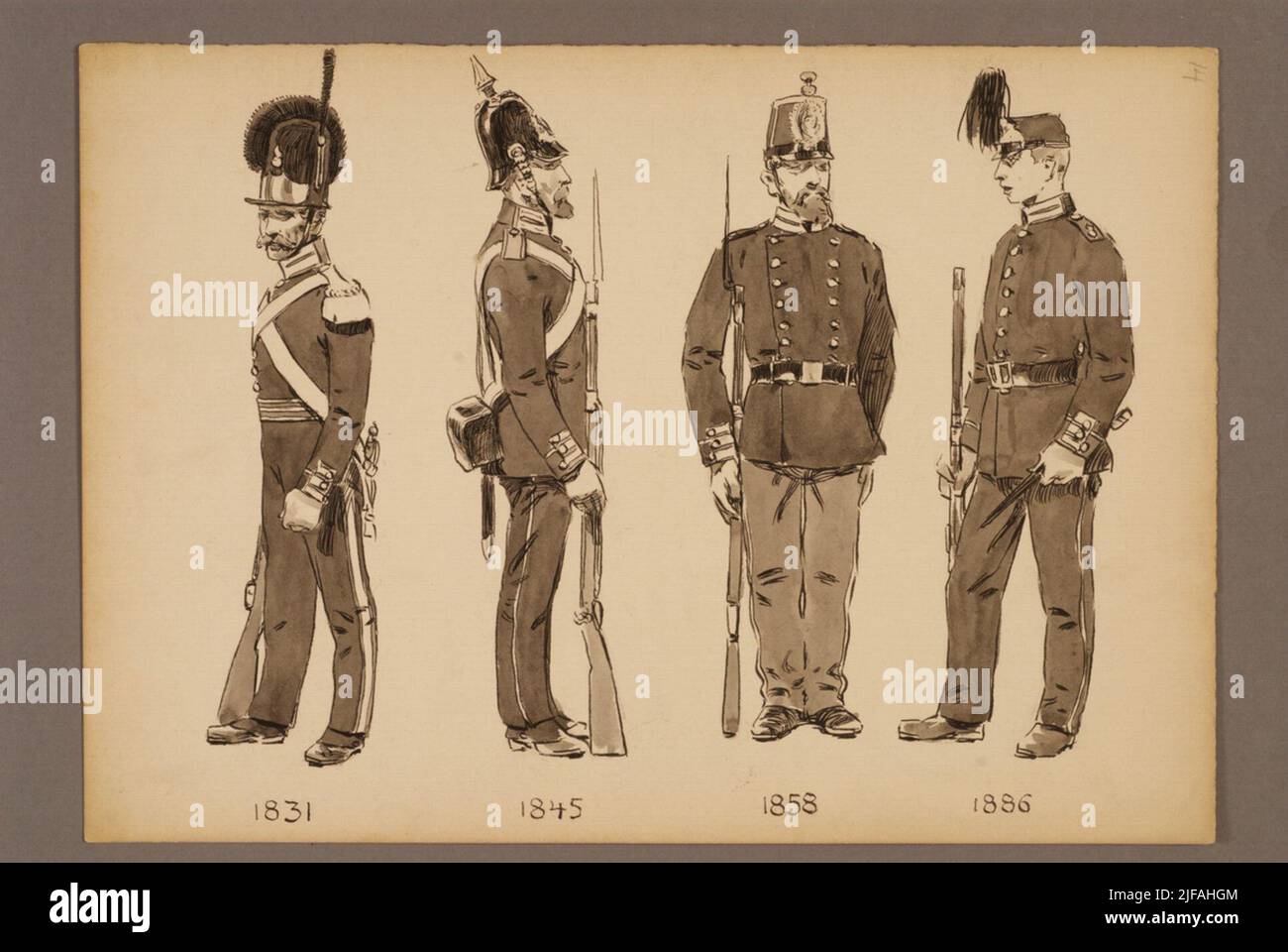 Poster with uniform for the First Life Grenadier Regiment for the years ...