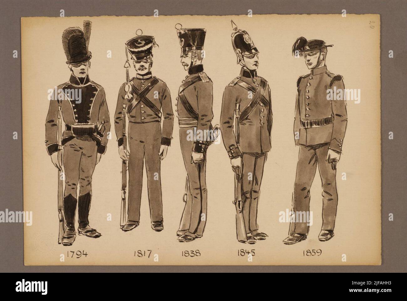 Poster with uniform for Värmland's field hunter corps for the years ...