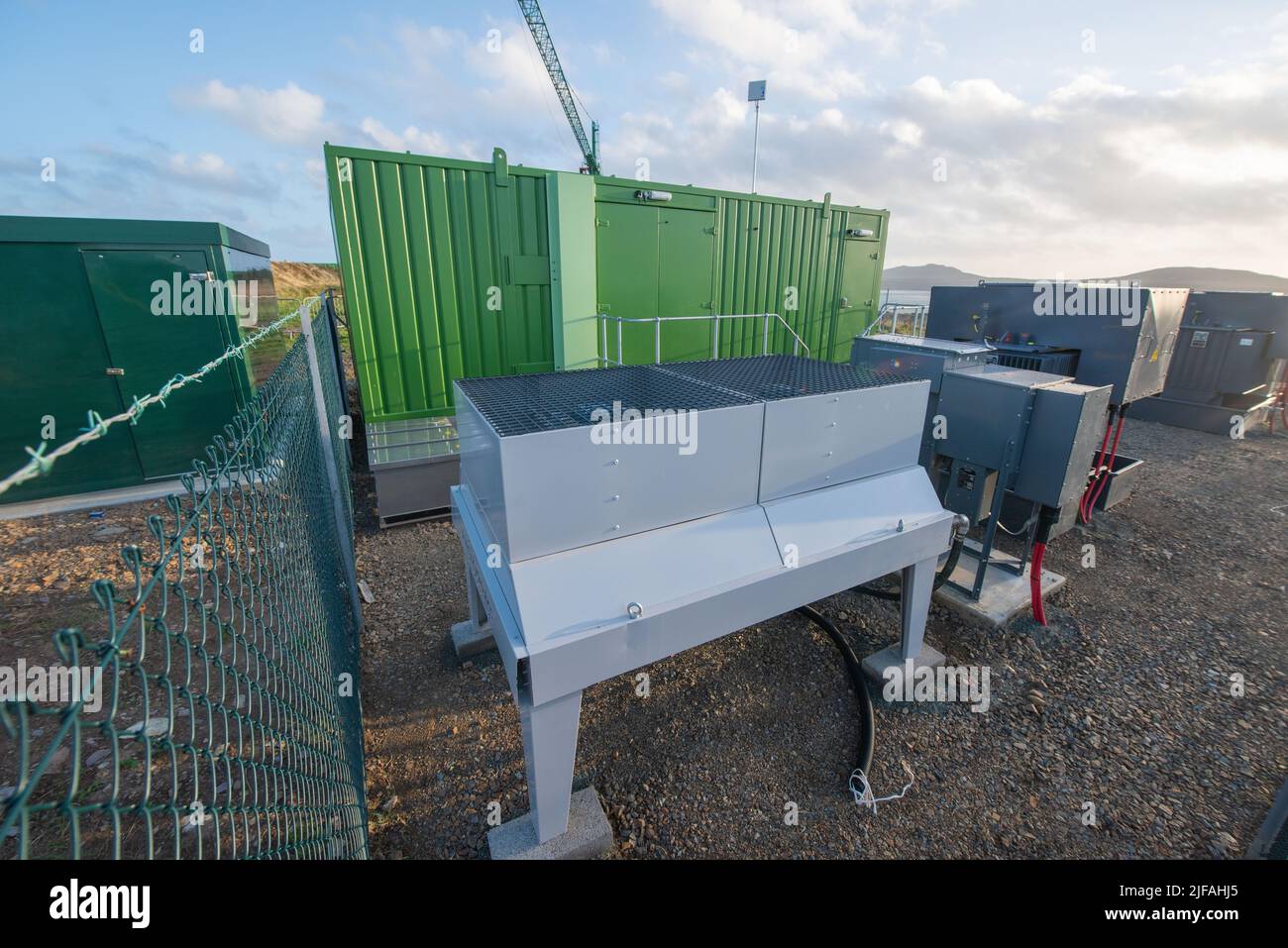 Electricity receiving station on land collecting electricity generated ...