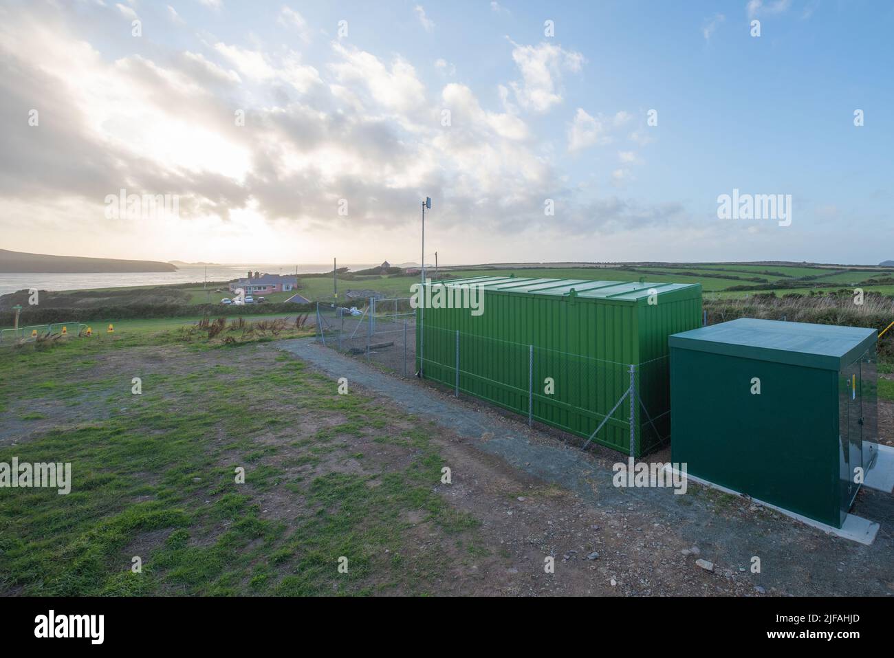 Electricity receiving station on land collecting electricity generated ...