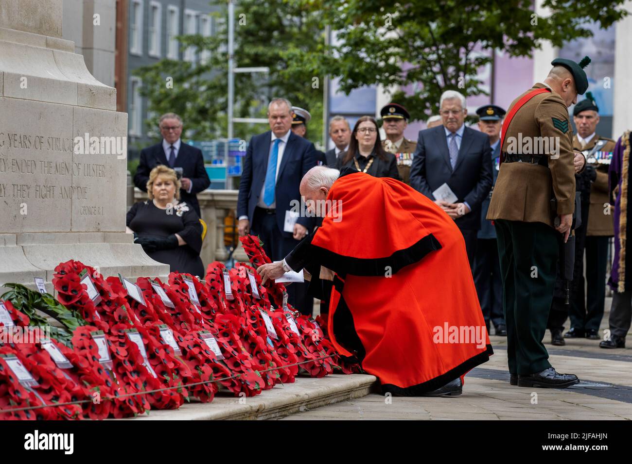 Alderman Jim Rodgers from the Ulster Unionist Council lays a wreath at ...
