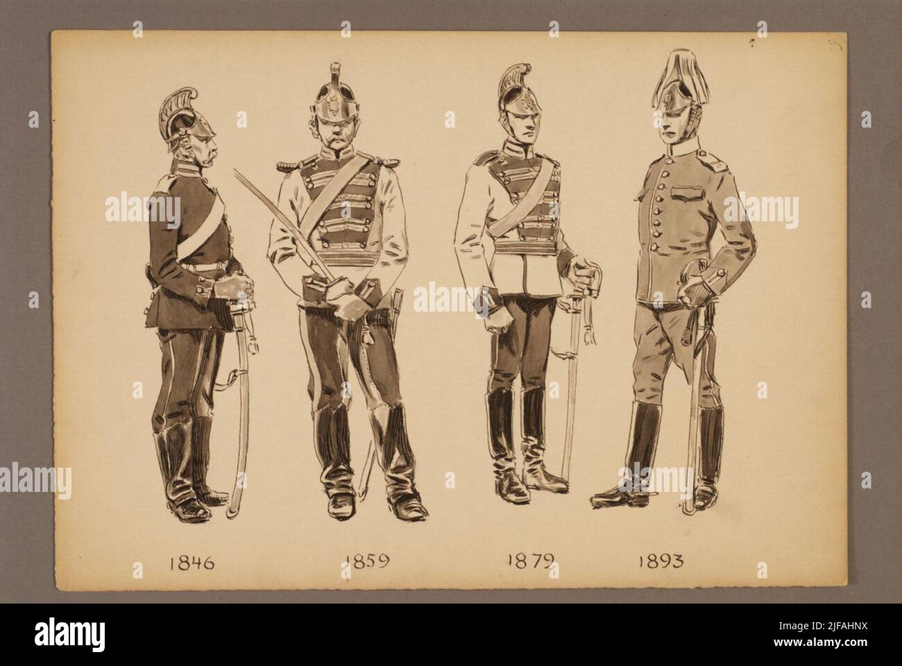 The poster with uniform for the Life Regiment's dragons for the years ...