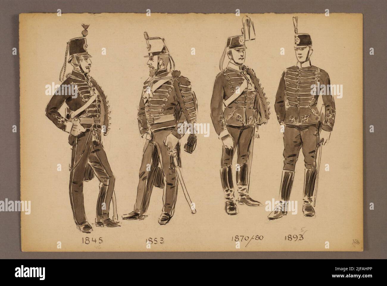 The poster with uniform for the Life Regiment's Husars for the years ...