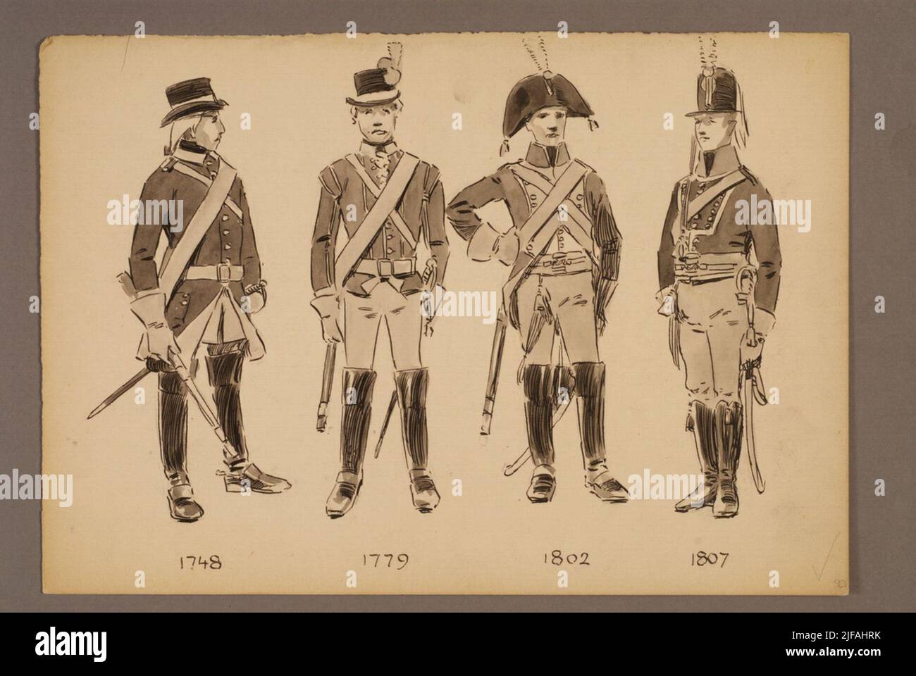 Poster with uniform for Västgöta regiment for the years 1748-1807 ...