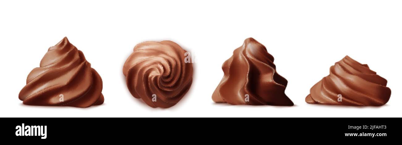 Whipped cream swirl or meringue top side view 3D vector. Custard ...