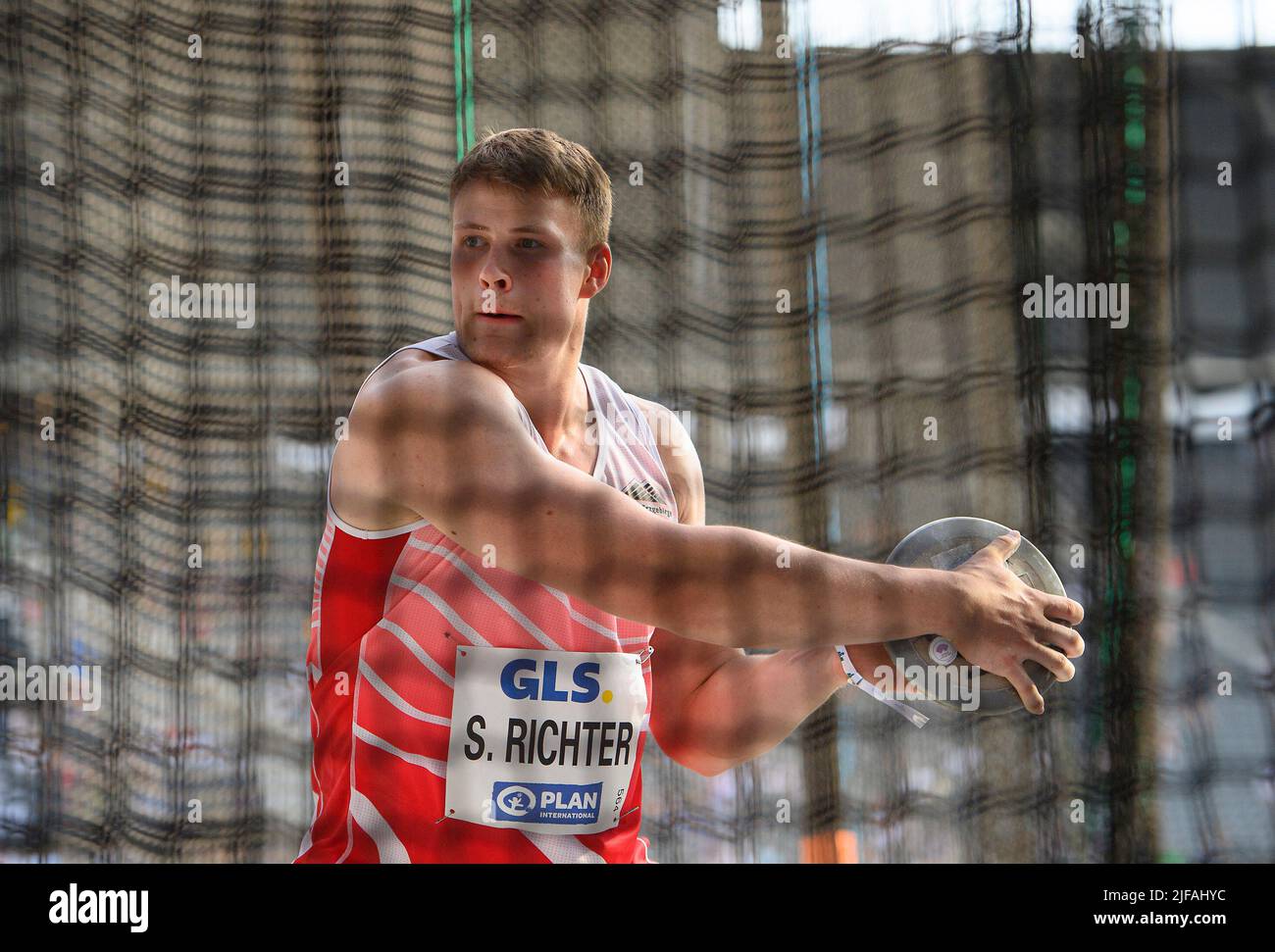JUDGE Steven (LV 90 Erzgebirge) action, final men's discus throw on ...