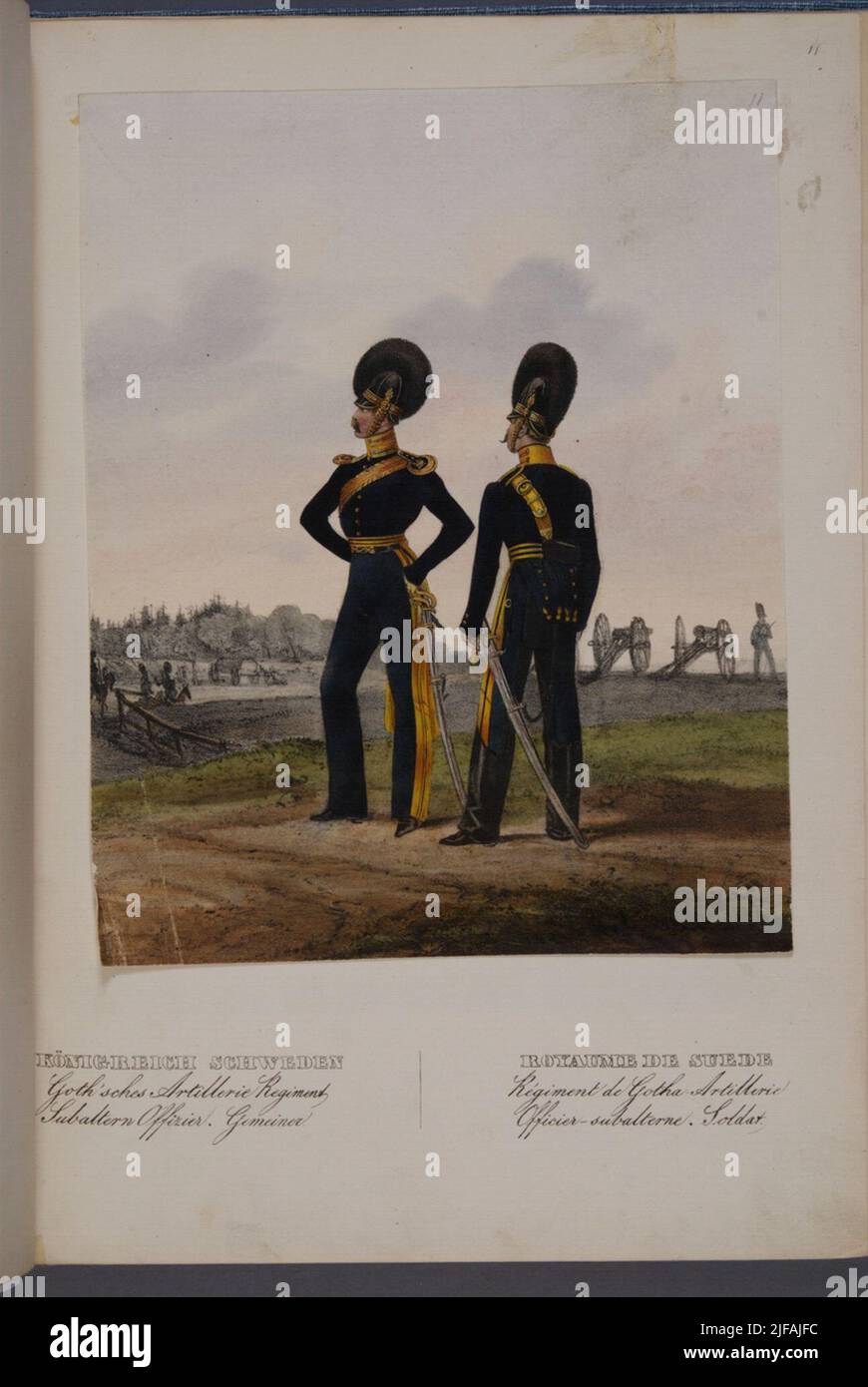 Poster with uniform for subaltern officer and crew at the Göta ...