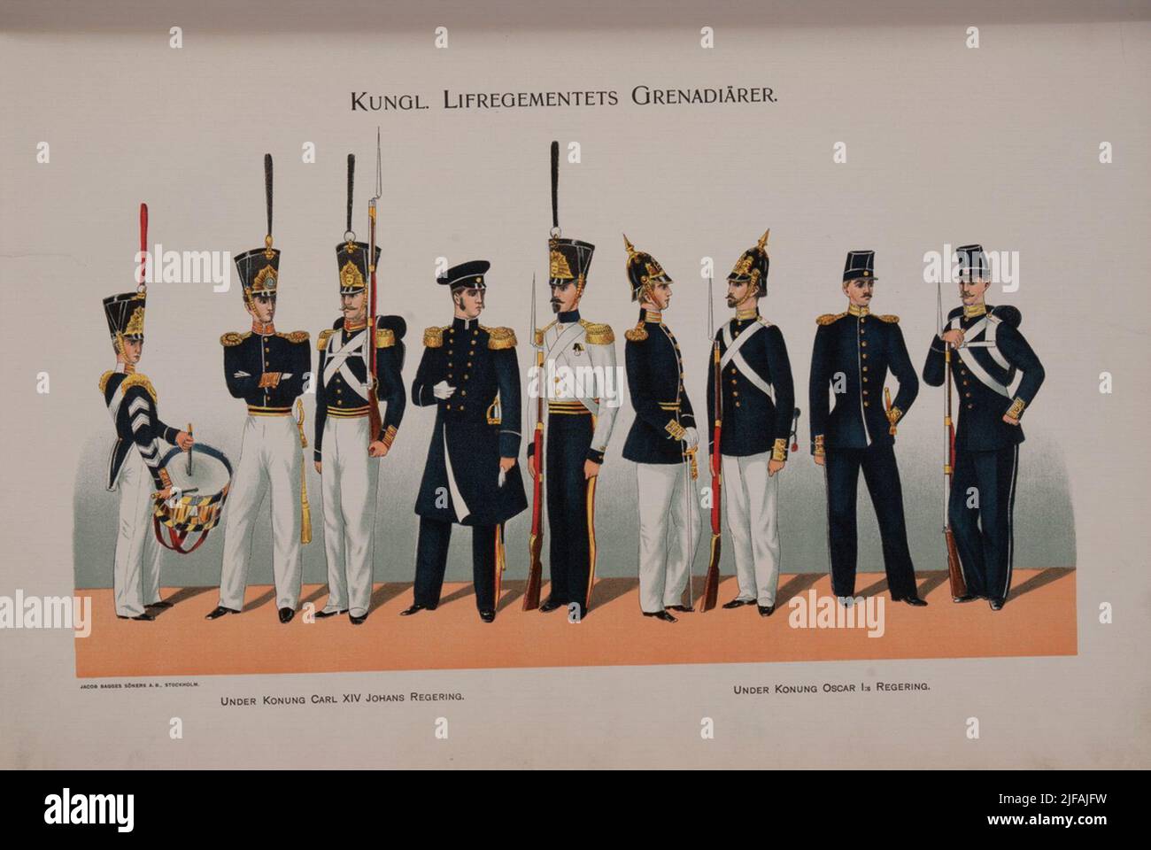 The poster with uniform for the life regiment's grenadiers under the ...