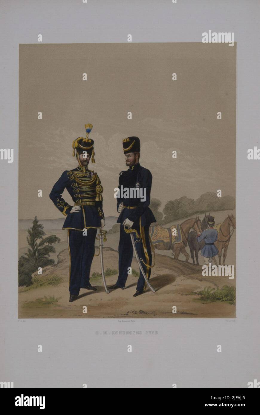 The poster with uniform for the king's staff. Postal print in color ...