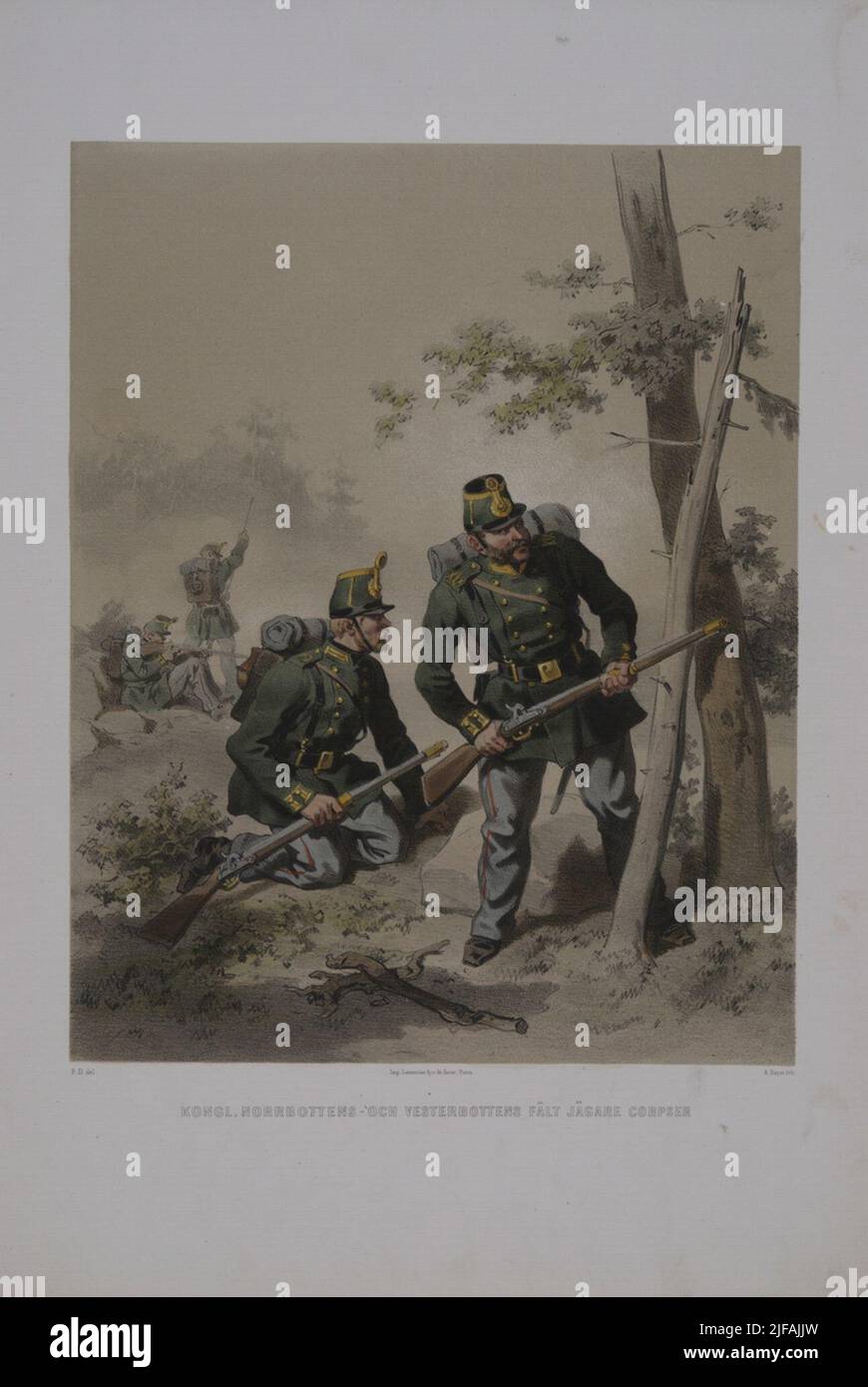 The poster with uniform for Norrbotten's field hunter corps and ...