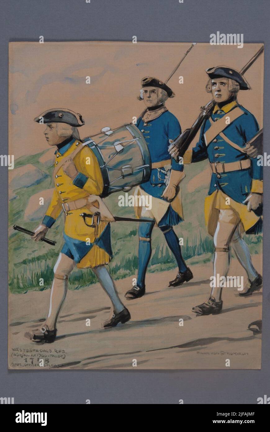 Poster with uniform for soldier, officer and games at Västgöta-Dal's ...