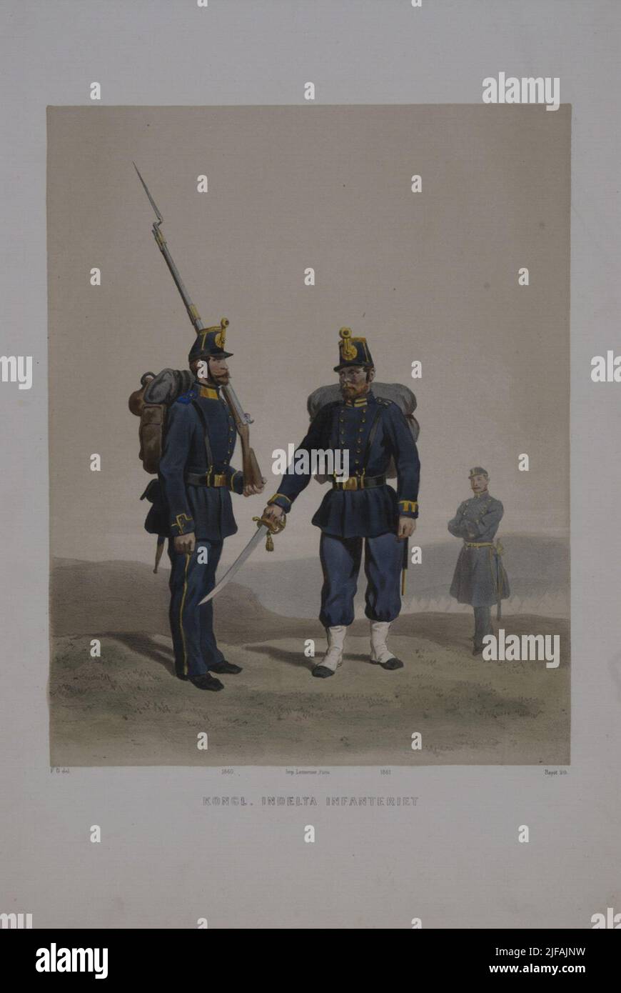 Plach with uniform for divided infantry. Postal print in color pressure ...