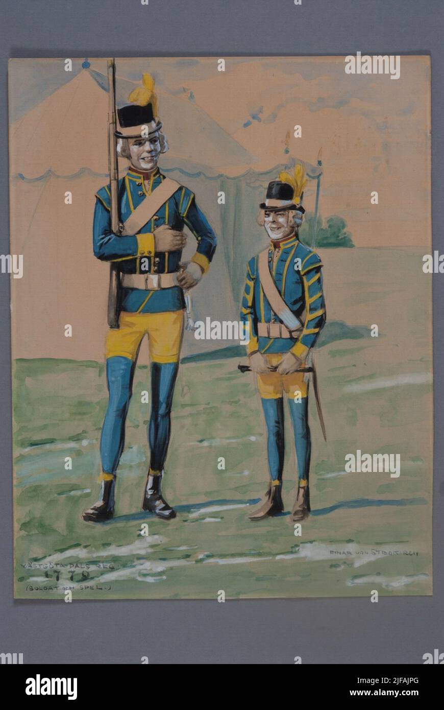 The poster with uniform for soldier and games at Västgöta-Dal's ...