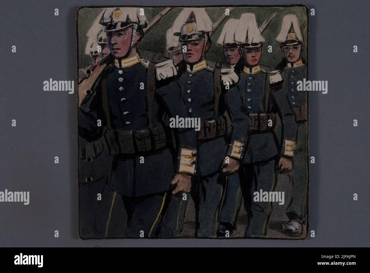 Soldiers on march, drawing by Einar von Strokrich. Belongs to ...