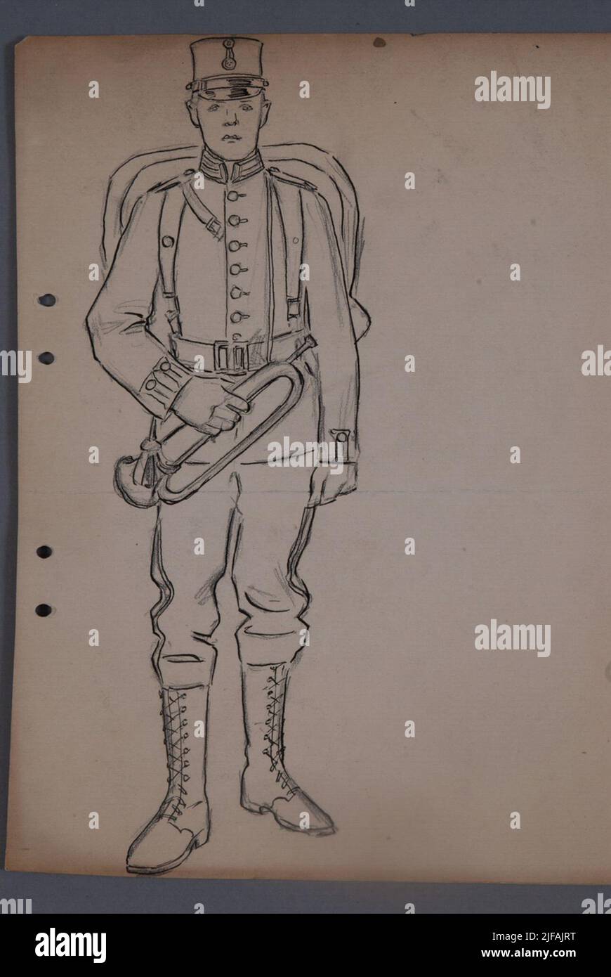 Uniform sketch, drawing by Einar von Strokrich. Belongs to Armemuseum's ...