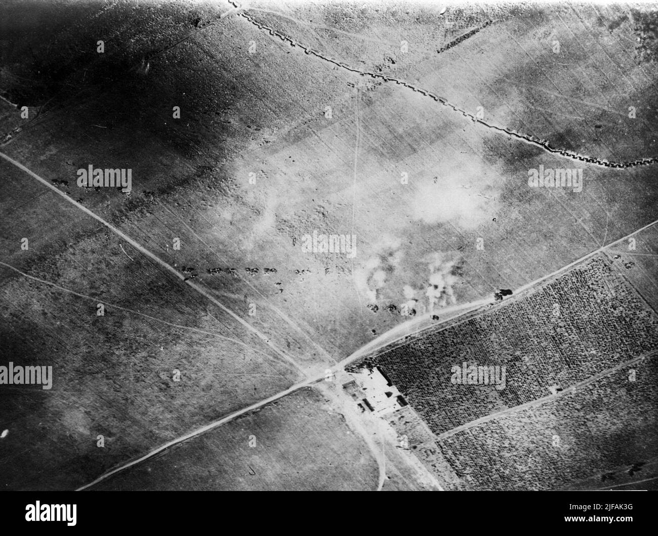 First World War: German aerial photography. Three Romanian batteries ...