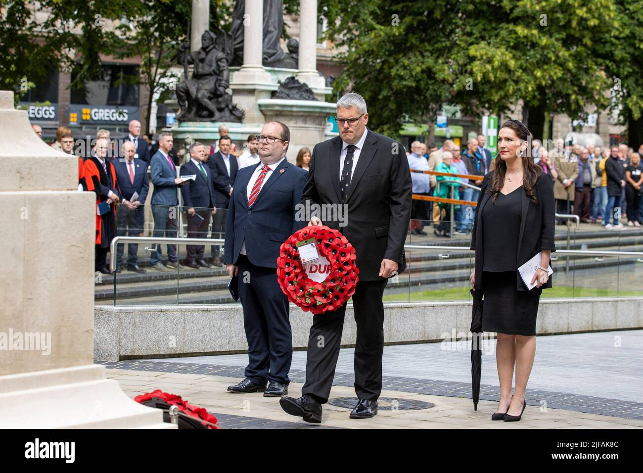(left to right) David Brooks MLA, Gavin Robinson MP, and Emma Little ...