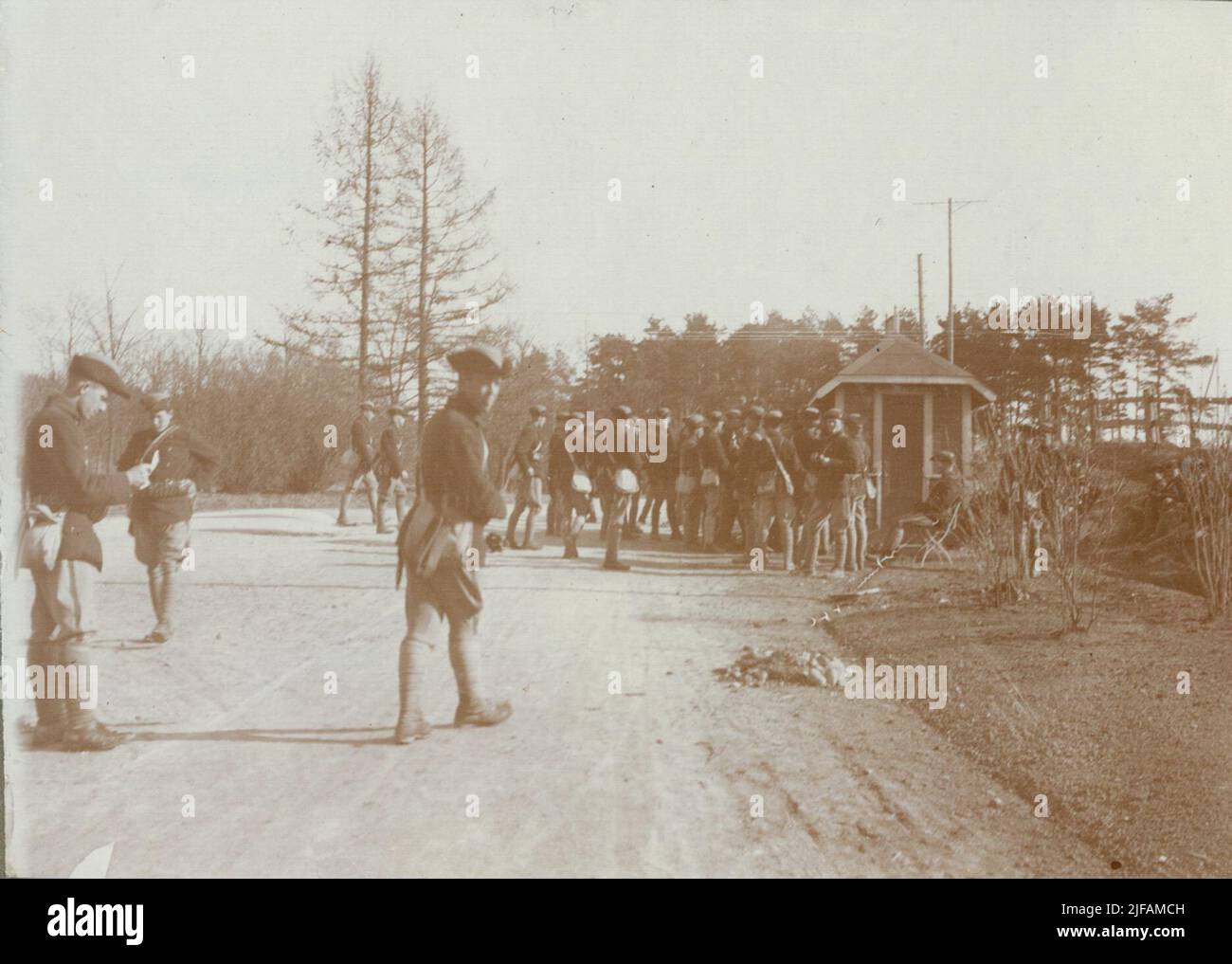 Soldiers gather at station after completed infantry exercise Stock ...